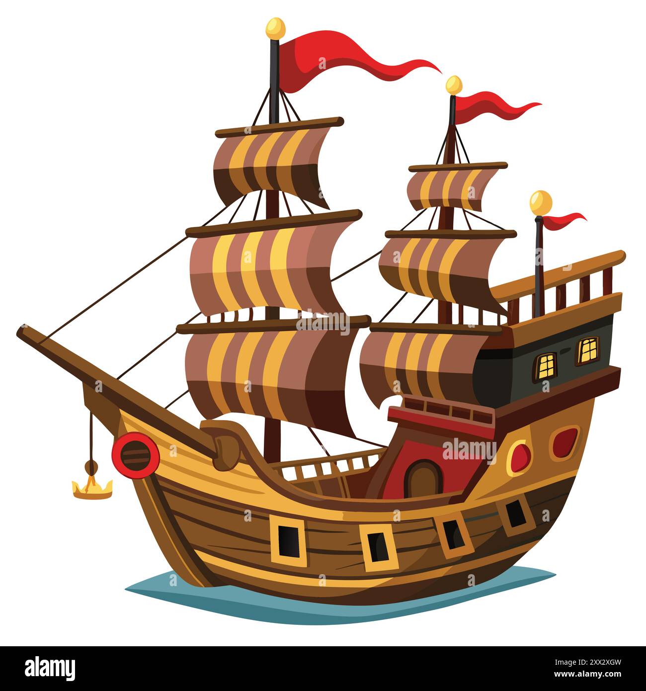 Pirate Ship Vector Illustration - High-Quality Printable Nautical ...