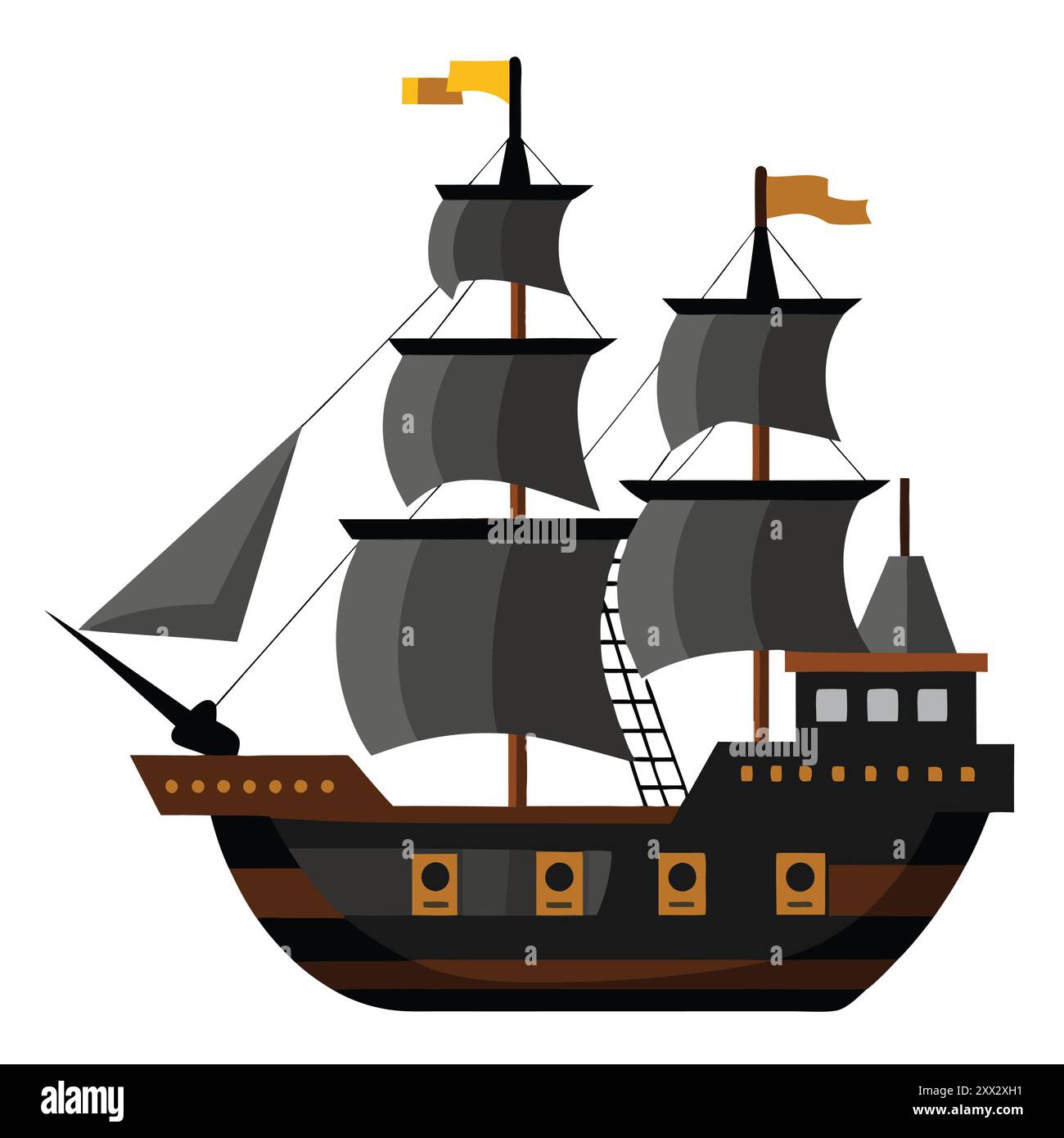 Pirate Ship Vector Illustration - High-Quality Printable Nautical ...