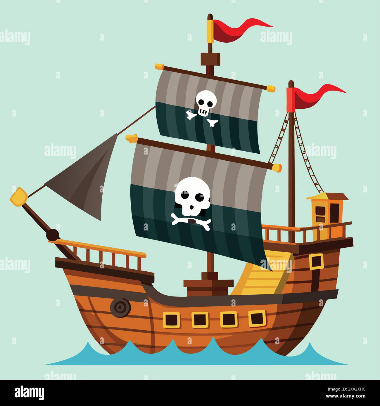 Pirate Ship Vector Illustration - High-Quality Printable Nautical ...