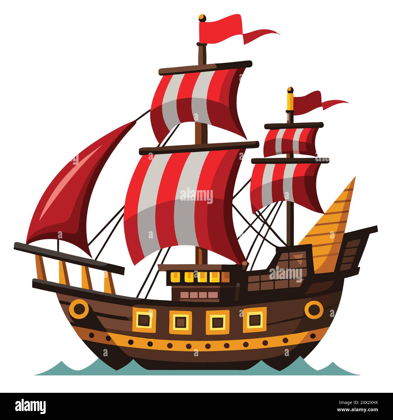 Pirate Ship Vector Illustration - High-Quality Printable Nautical ...