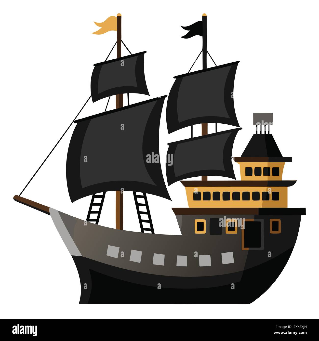 Pirate Ship Vector Illustration - High-Quality Printable Nautical ...