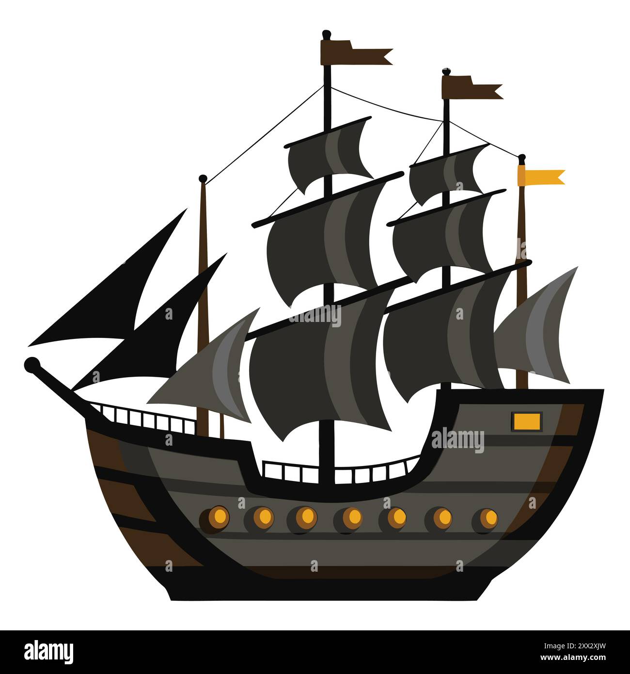 Pirate Ship Vector Illustration - High-Quality Printable Nautical ...