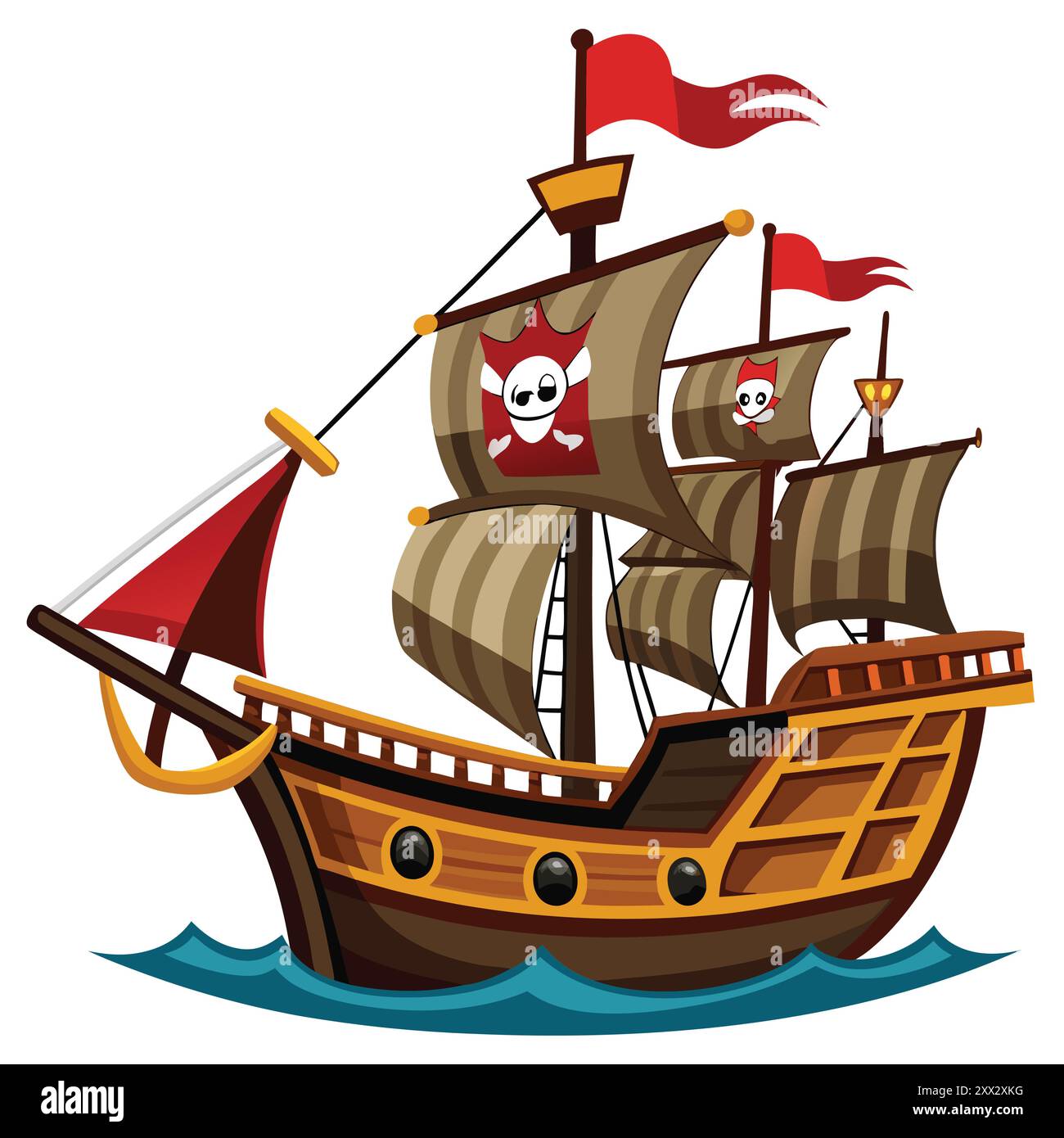 Pirate Ship Vector Illustration - High-Quality Printable Nautical ...