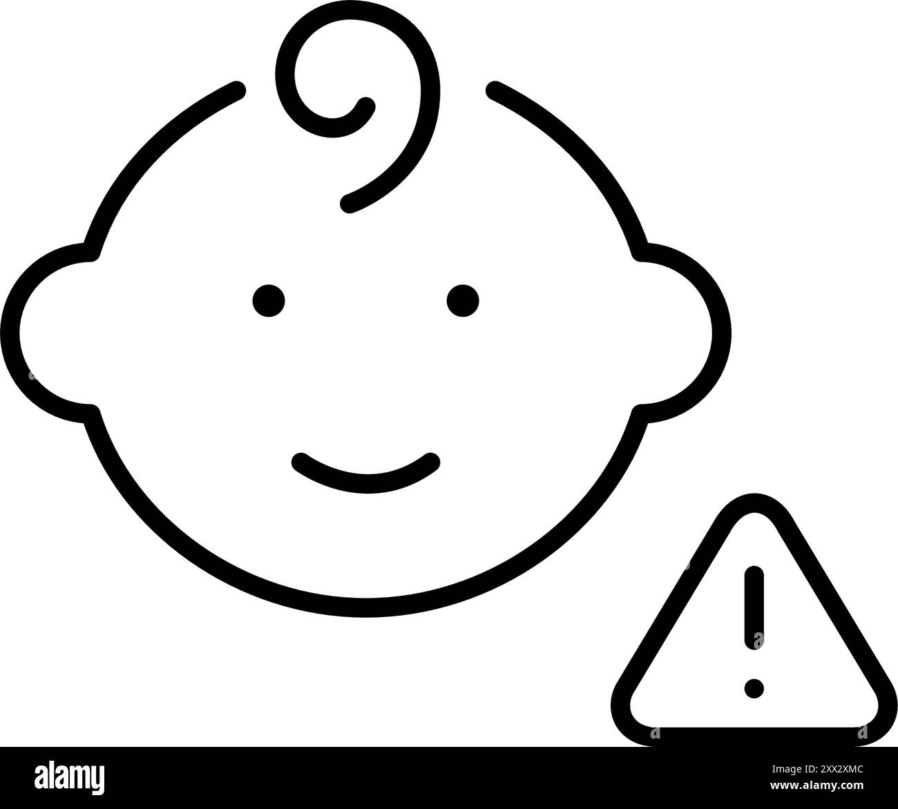 Baby and exclamation mark safety warning. Not safe for infants. Pixel ...