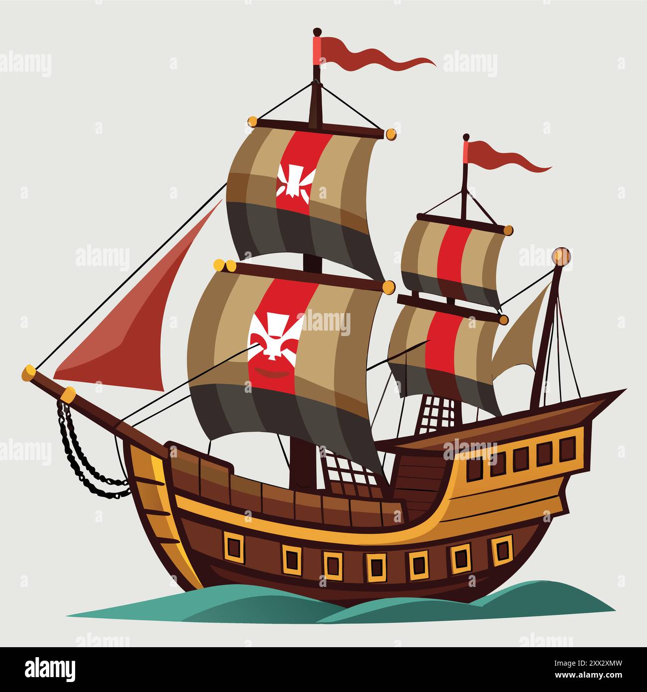 Pirate Ship Vector Illustration - High-Quality Printable Nautical ...
