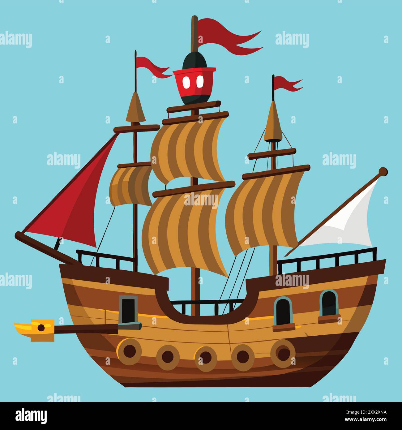 Pirate Ship Vector Illustration - High-Quality Printable Nautical ...