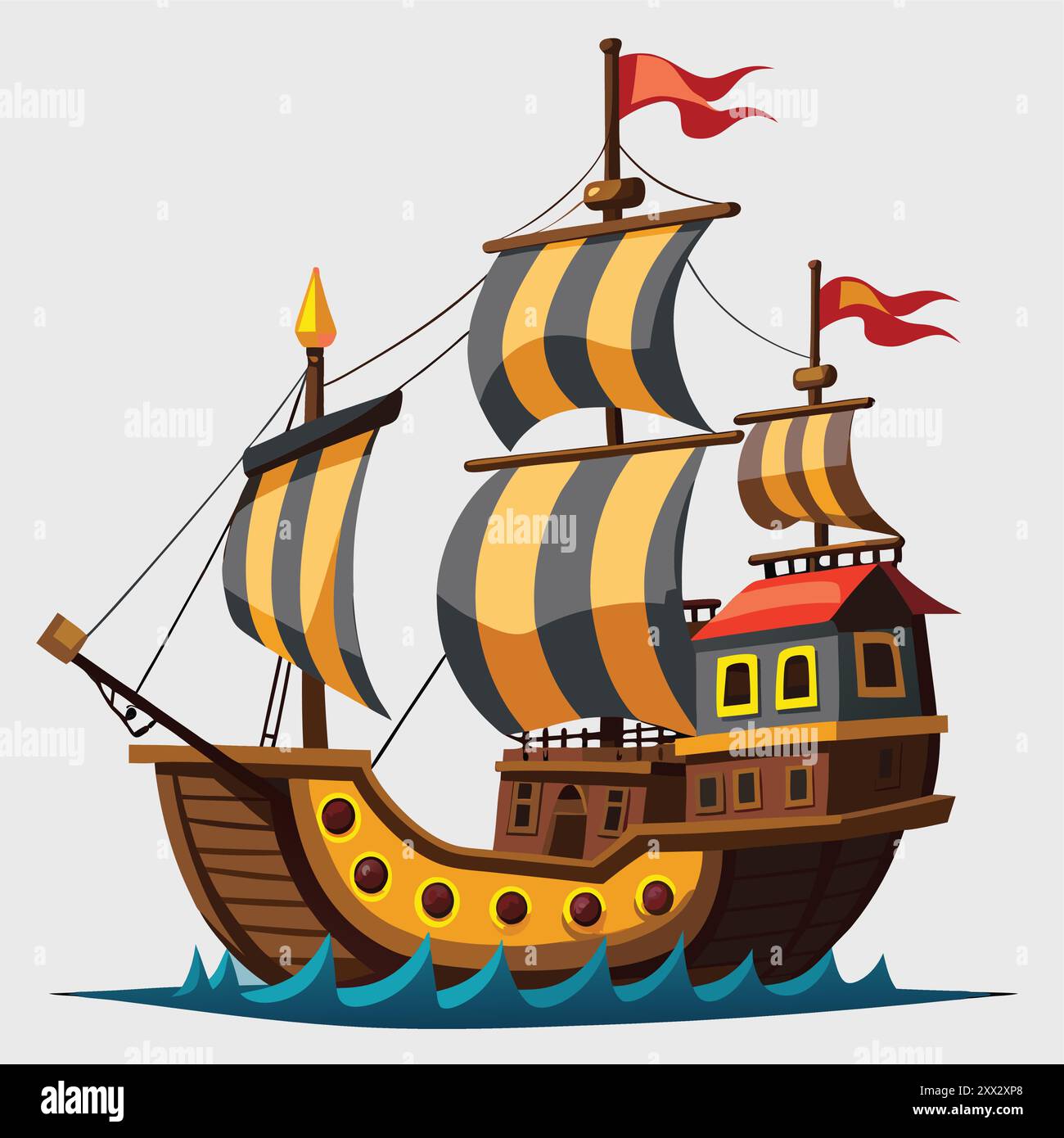 Pirate Ship Vector Illustration - High-Quality Printable Nautical ...