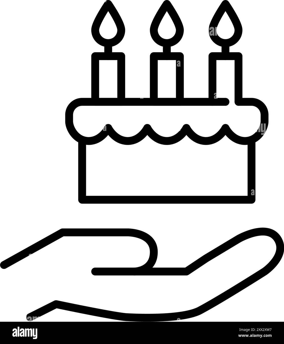 Hand offering birthday cake with candles. Party, celebration and giving ...