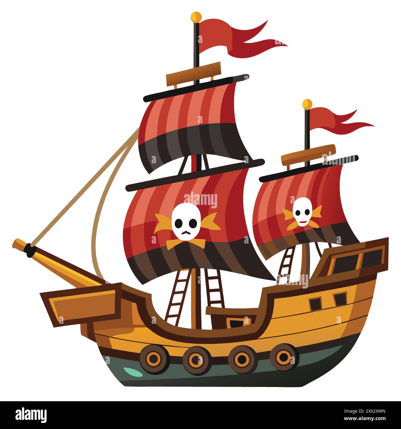 Pirate Ship Vector Illustration - High-Quality Printable Nautical ...