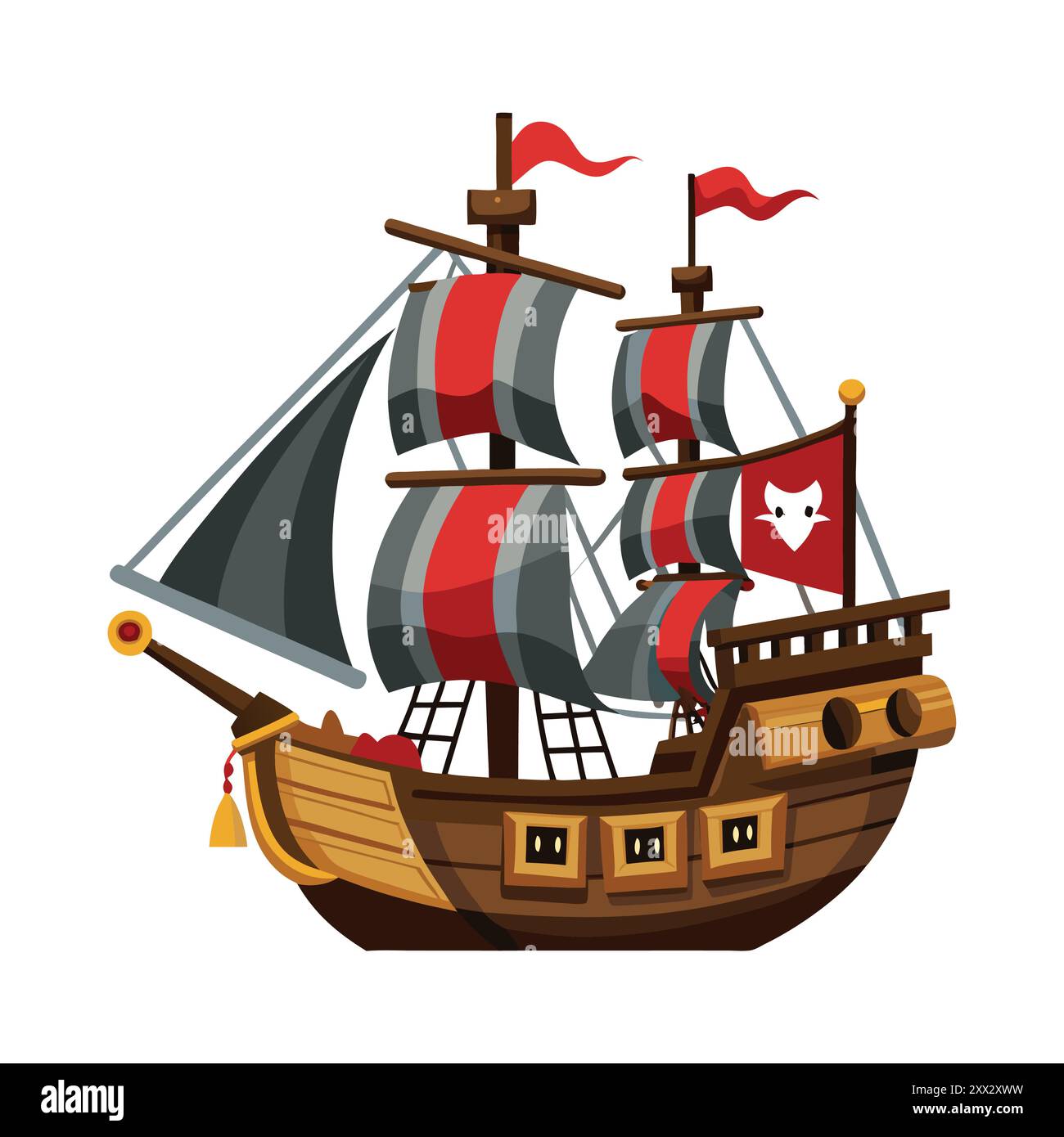 Pirate Ship Vector Illustration - High-Quality Printable Nautical ...