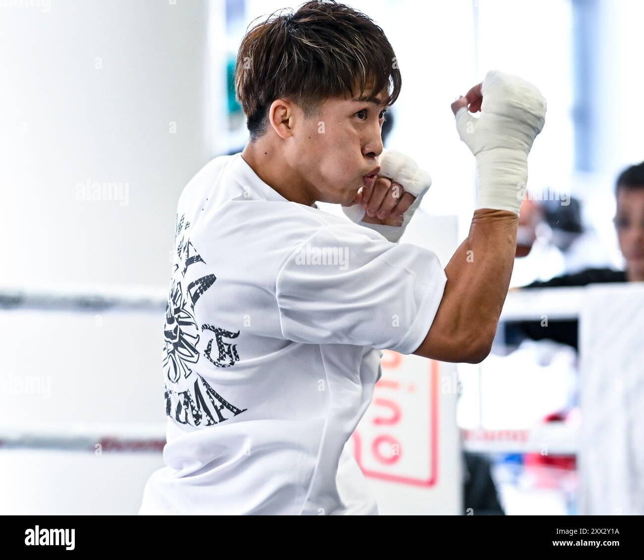 Naoya Inoue, world super bantamweight champion of Japan during a public ...