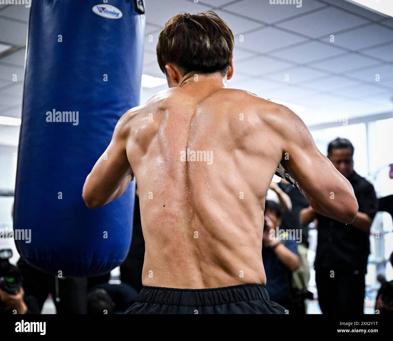 Naoya Inoue, world super bantamweight champion of Japan during a public workout at Ohhashi ...