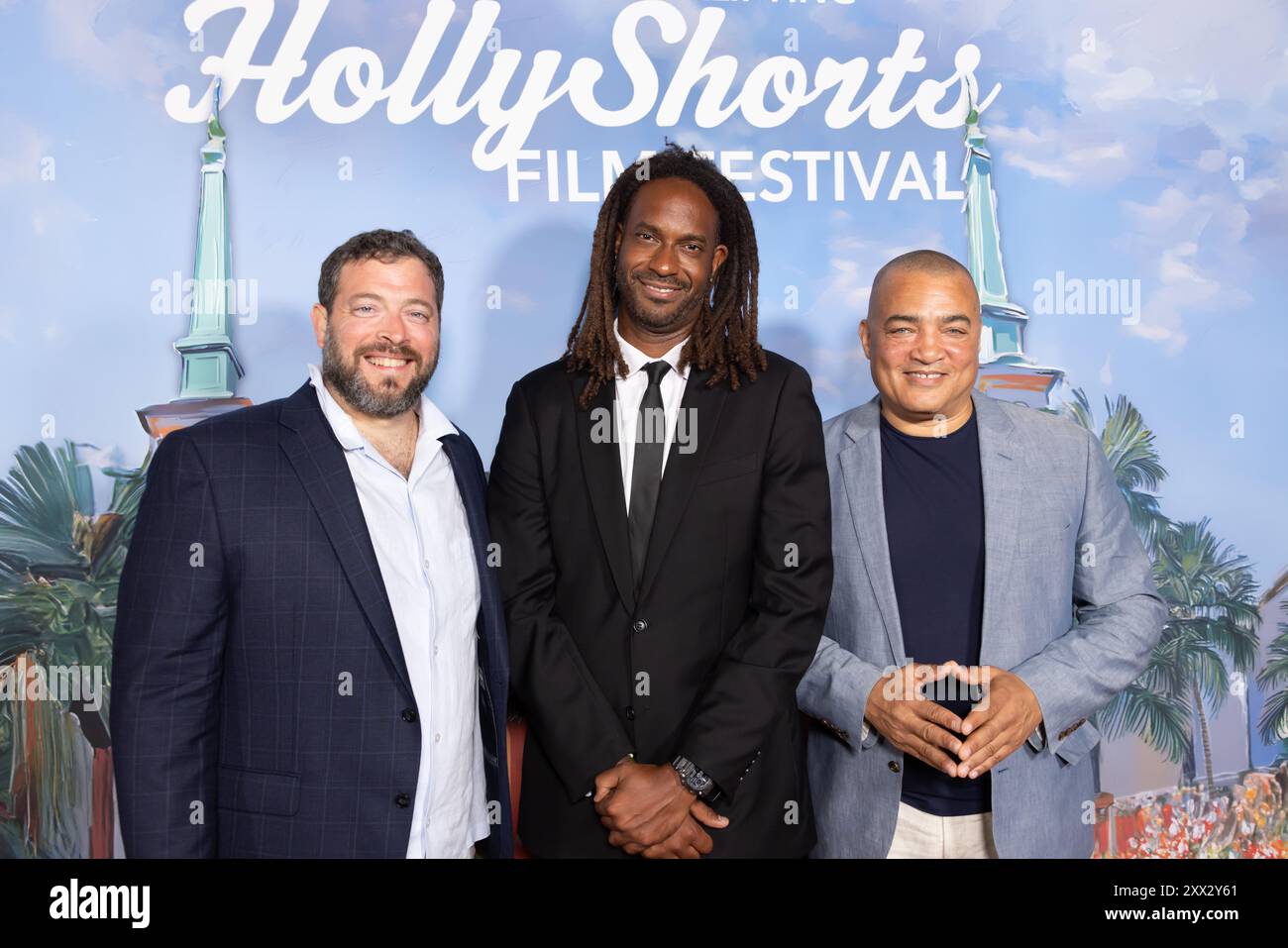Los Angeles, USA. 18th August, 2024. (L-R) Daniel Sol, Theo Dumont, Steven Adams arrive at the ...