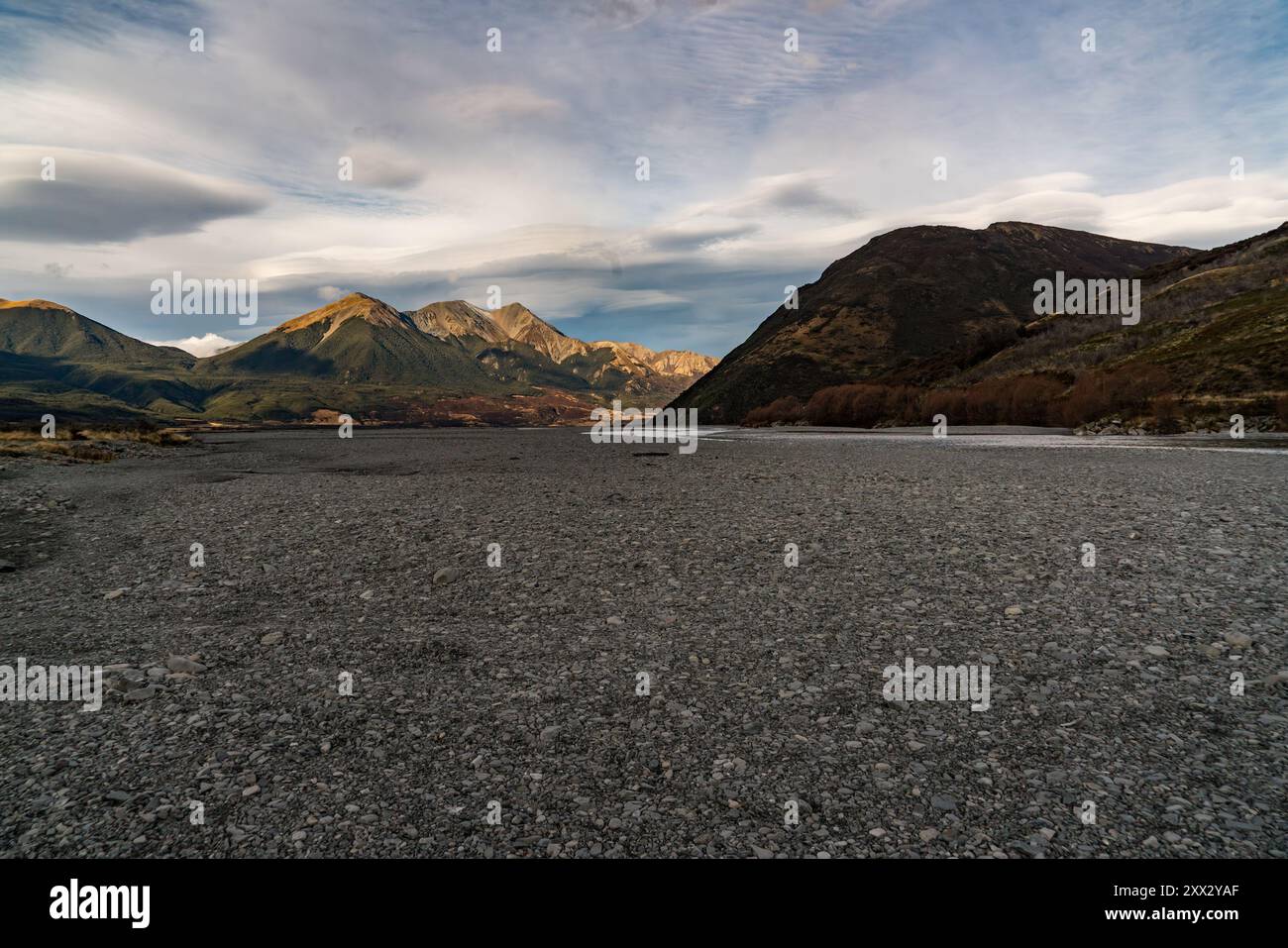 The braided waimakariri river flowing through Hawdon valley near ...