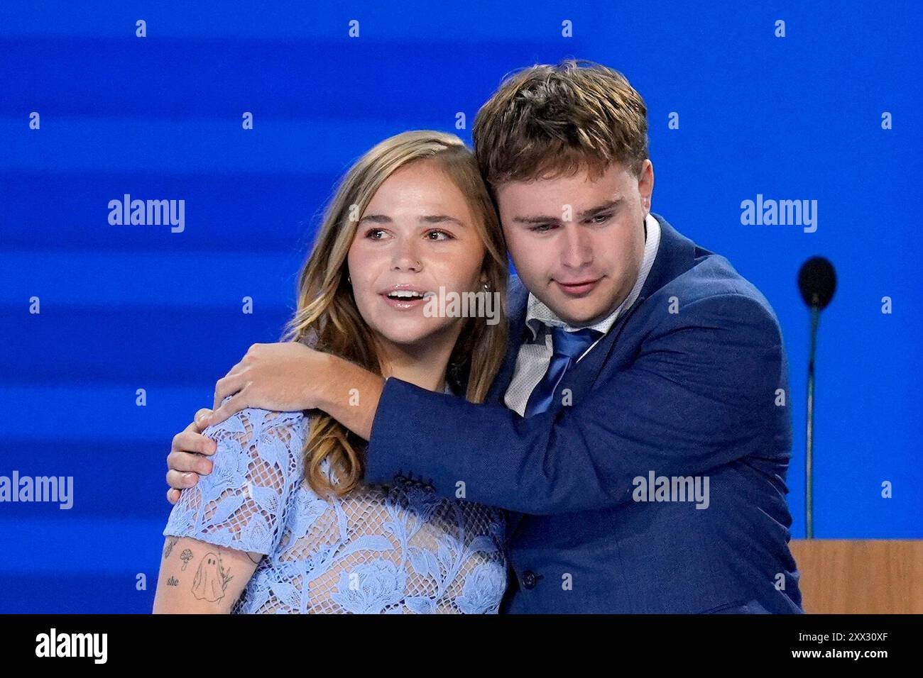 Hope Walz, left, and Gus Walz, children of Democratic vice presidential ...