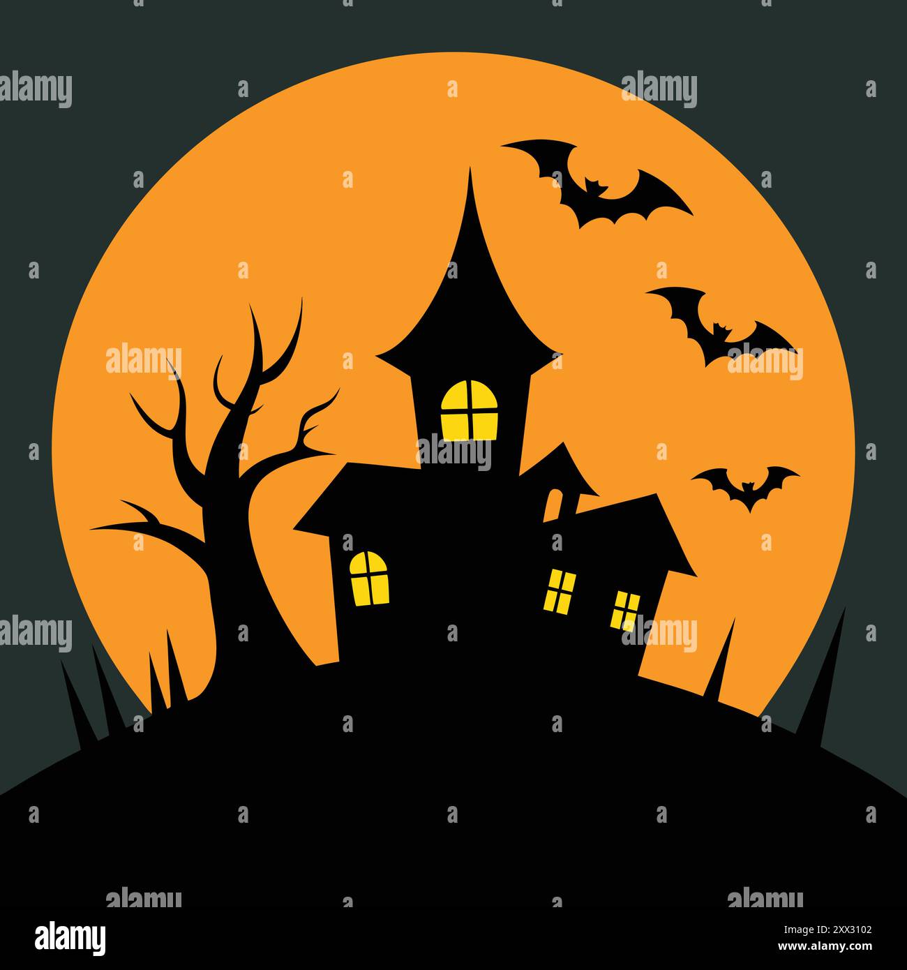 Halloween Scary Background Vector - Spooky Dark Night Scene for Haunted ...