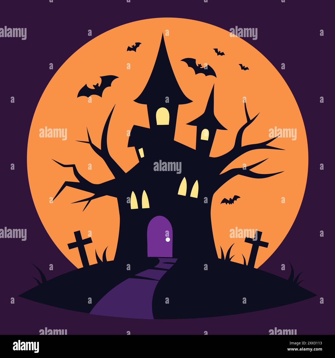 Halloween Scary Background Vector - Spooky Dark Night Scene for Haunted ...