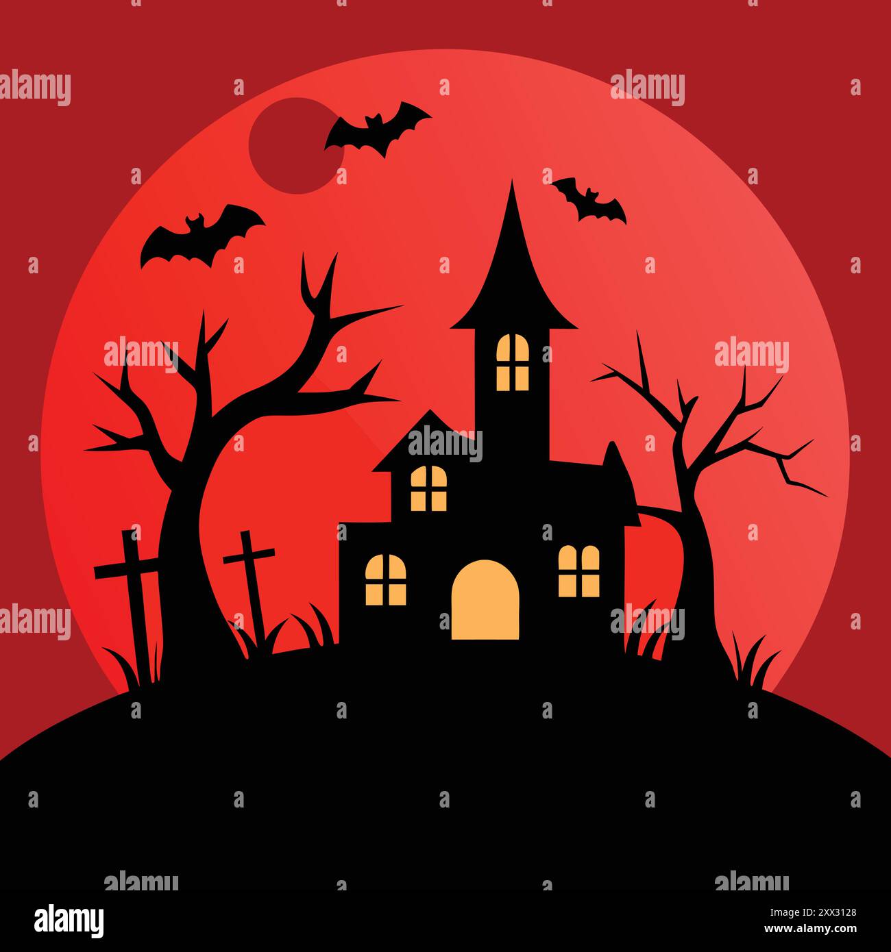 Halloween Scary Background Vector - Spooky Dark Night Scene for Haunted ...