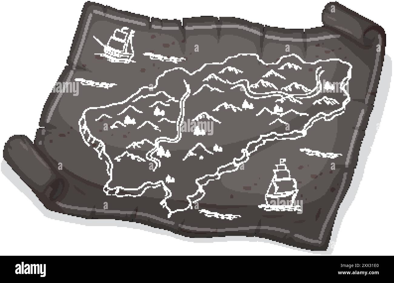 Map with mountains and rivers Stock Vector Images - Alamy