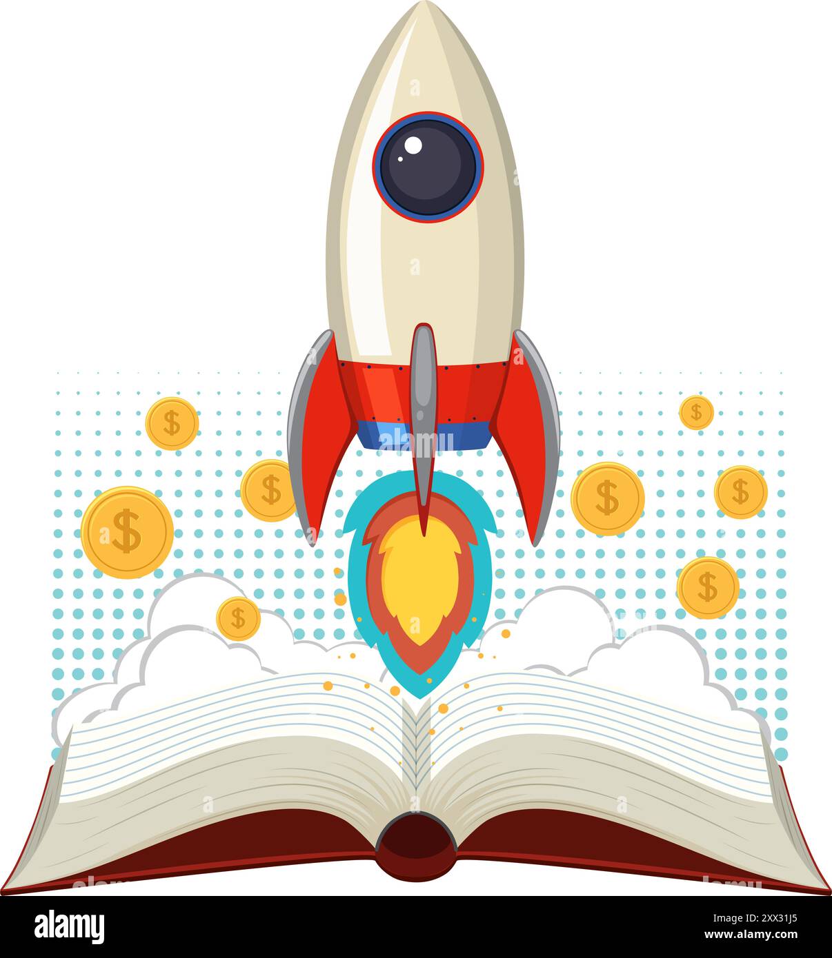 Rocket launching from an open book Stock Vector Image & Art - Alamy