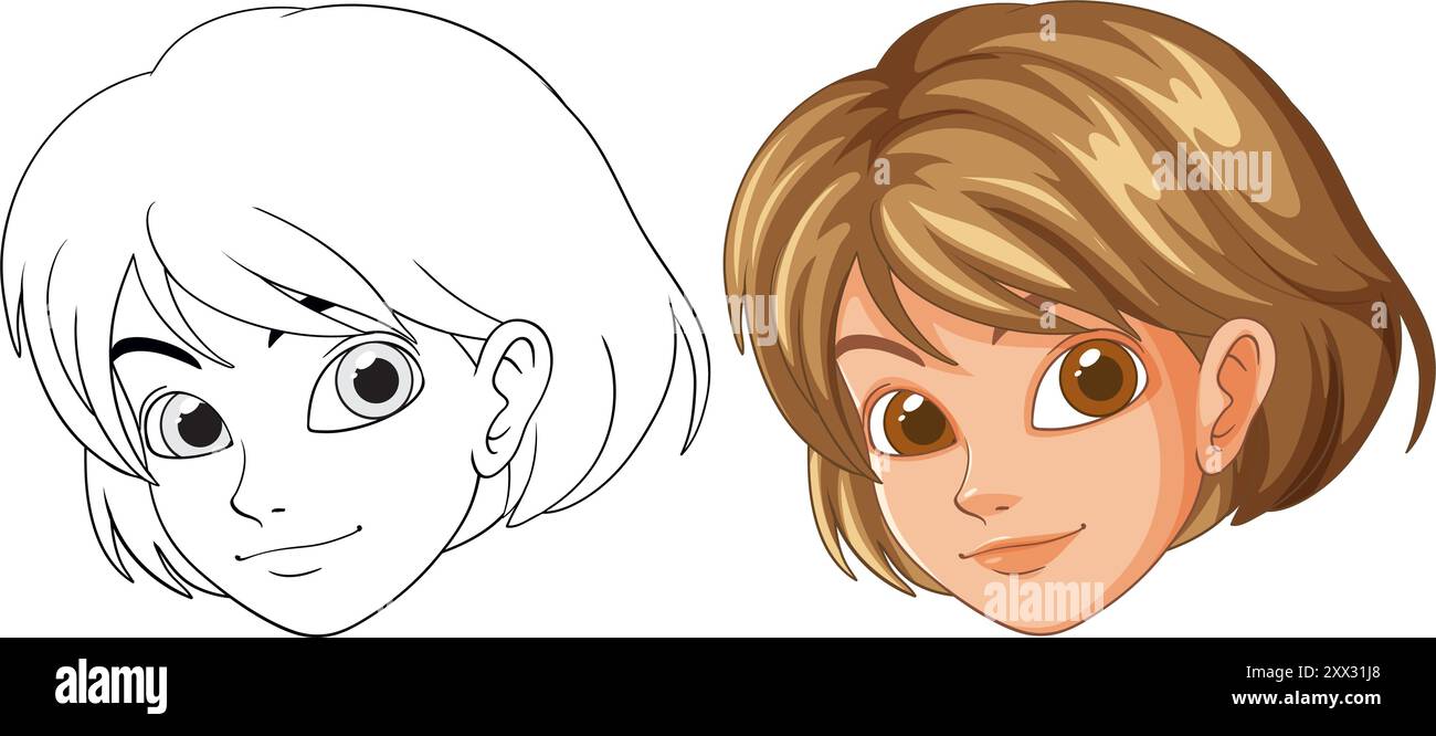 Two versions of a girl's face Stock Vector Image & Art - Alamy