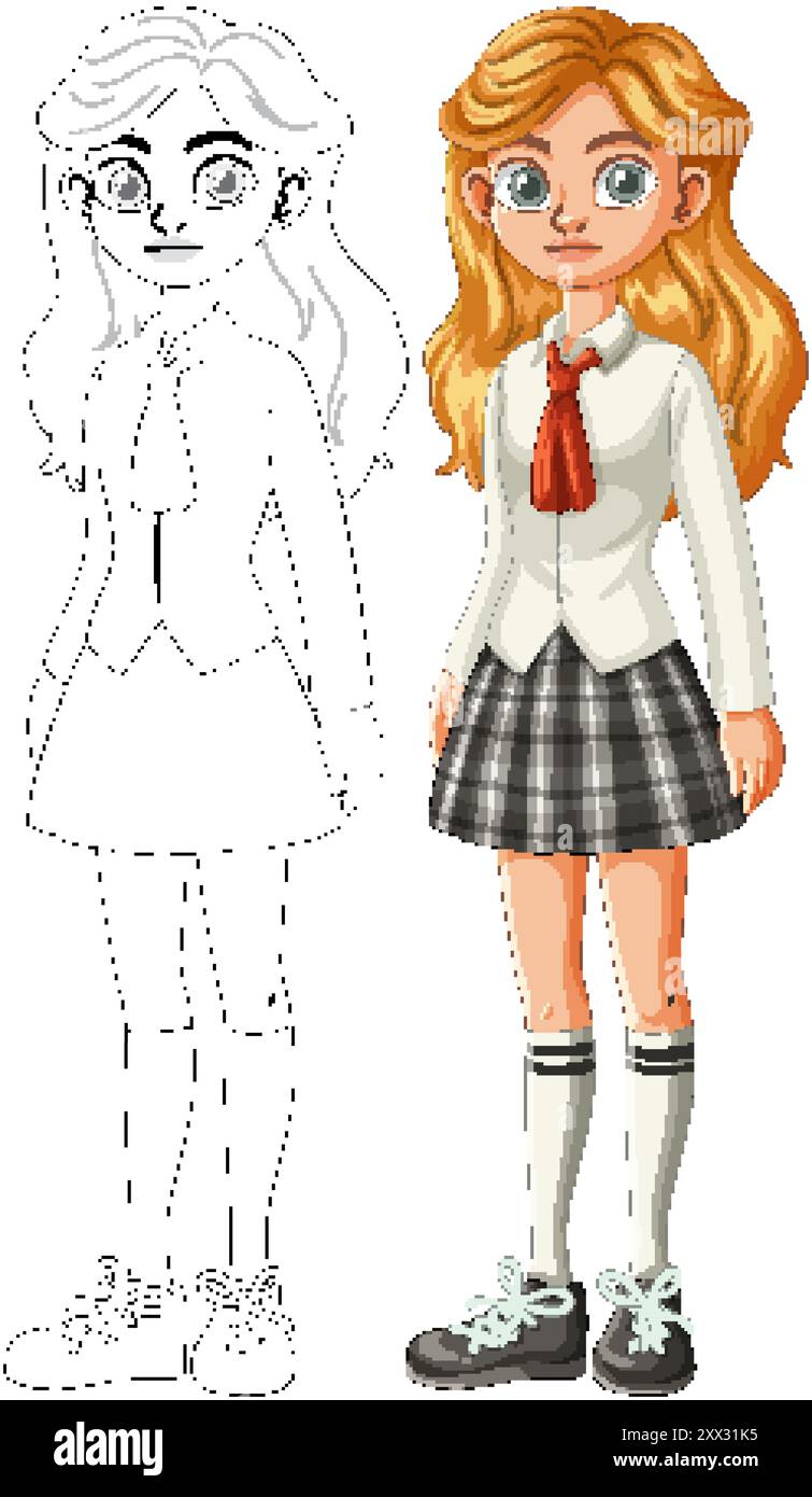 Vector illustration of a schoolgirl in uniform Stock Vector Image & Art ...