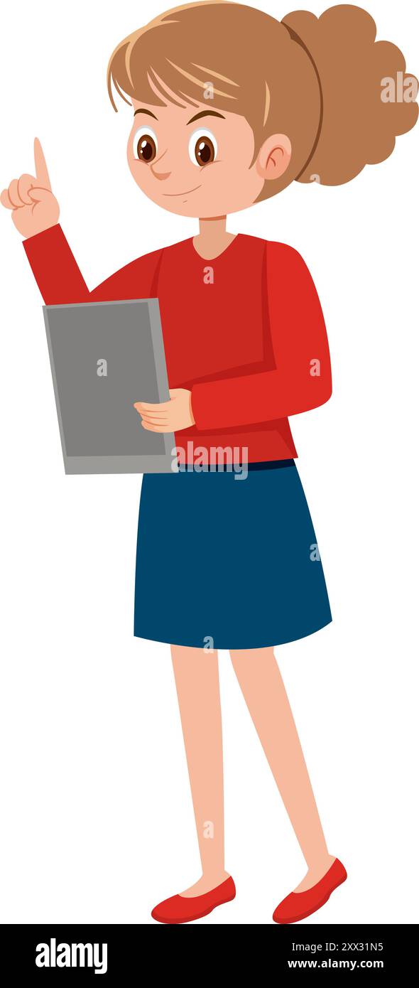 Holding tablet standing woman Stock Vector Images - Alamy