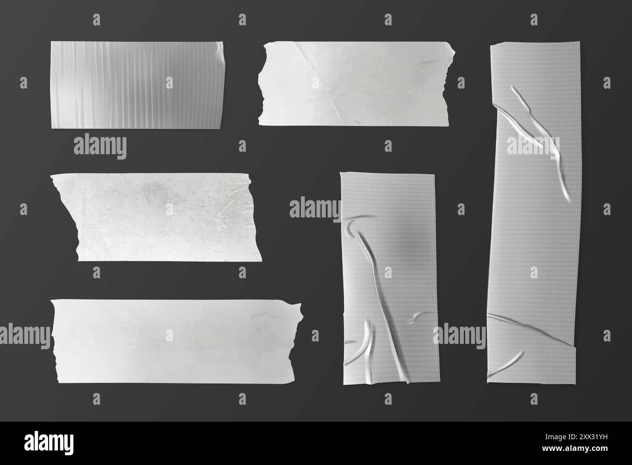 Silver adhesive tape pieces with texture. Realistic 3d vector ...