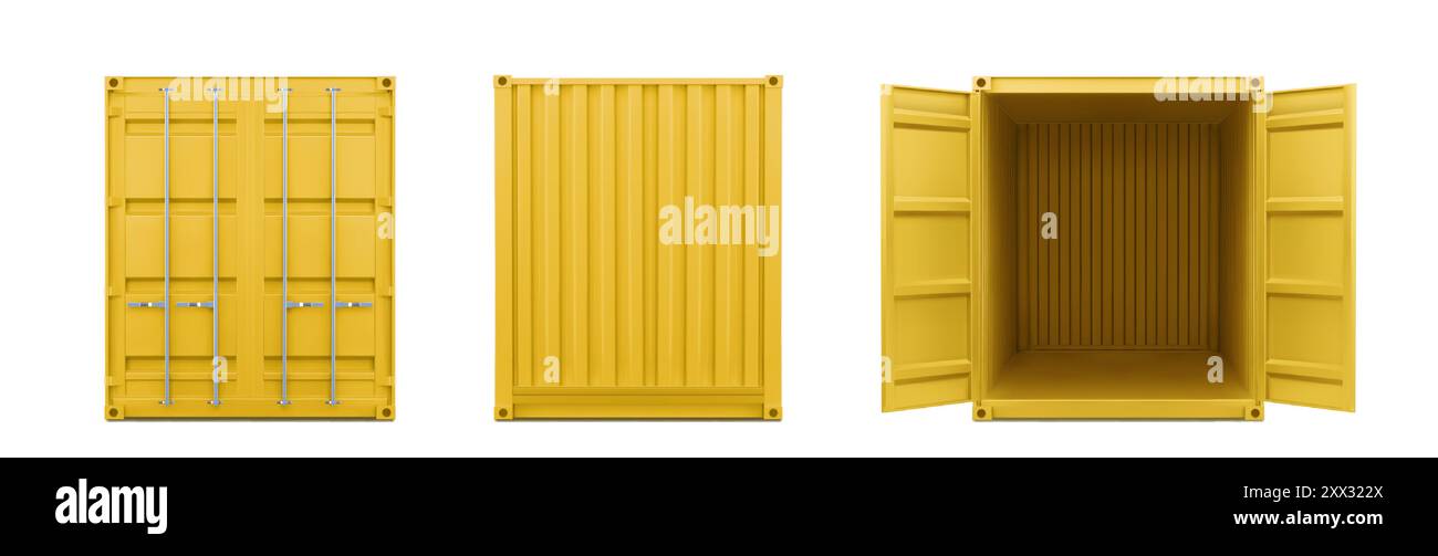 Realistic 3d yellow container for cargo shipping. Vector illustration ...