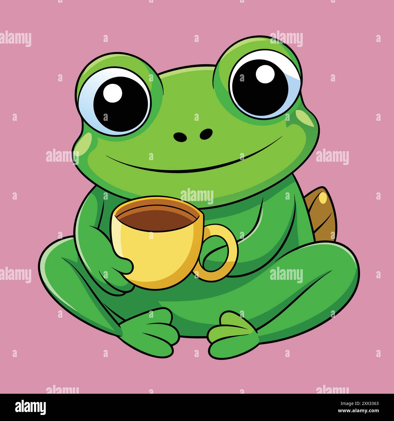 Frog Having Tea Vector Illustration - Cute and Quirky Animal Design for ...