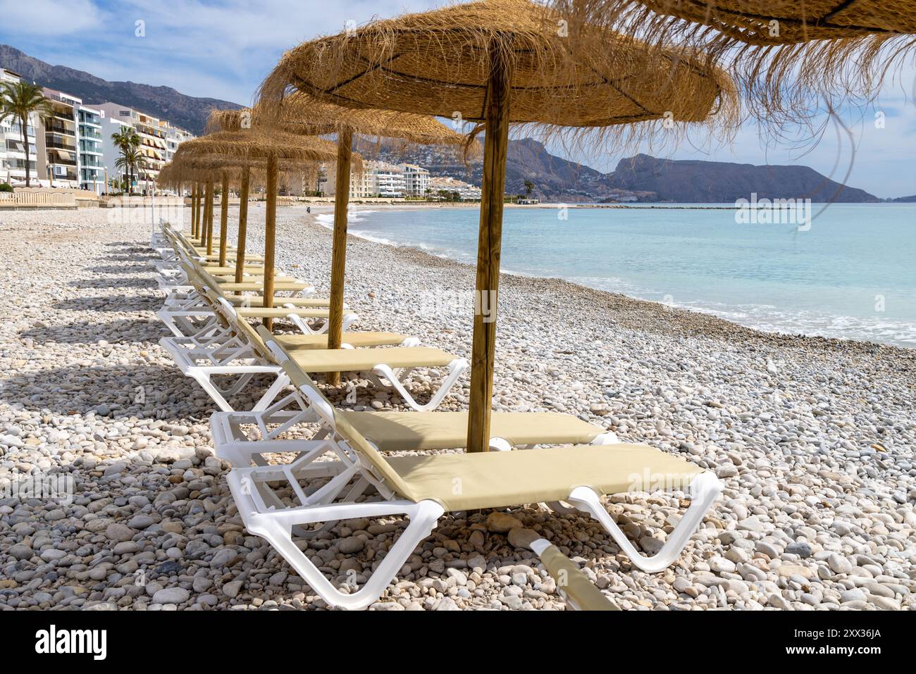 Photo of the beautiful beach in Altea, Alicante in Spain showing sun ...