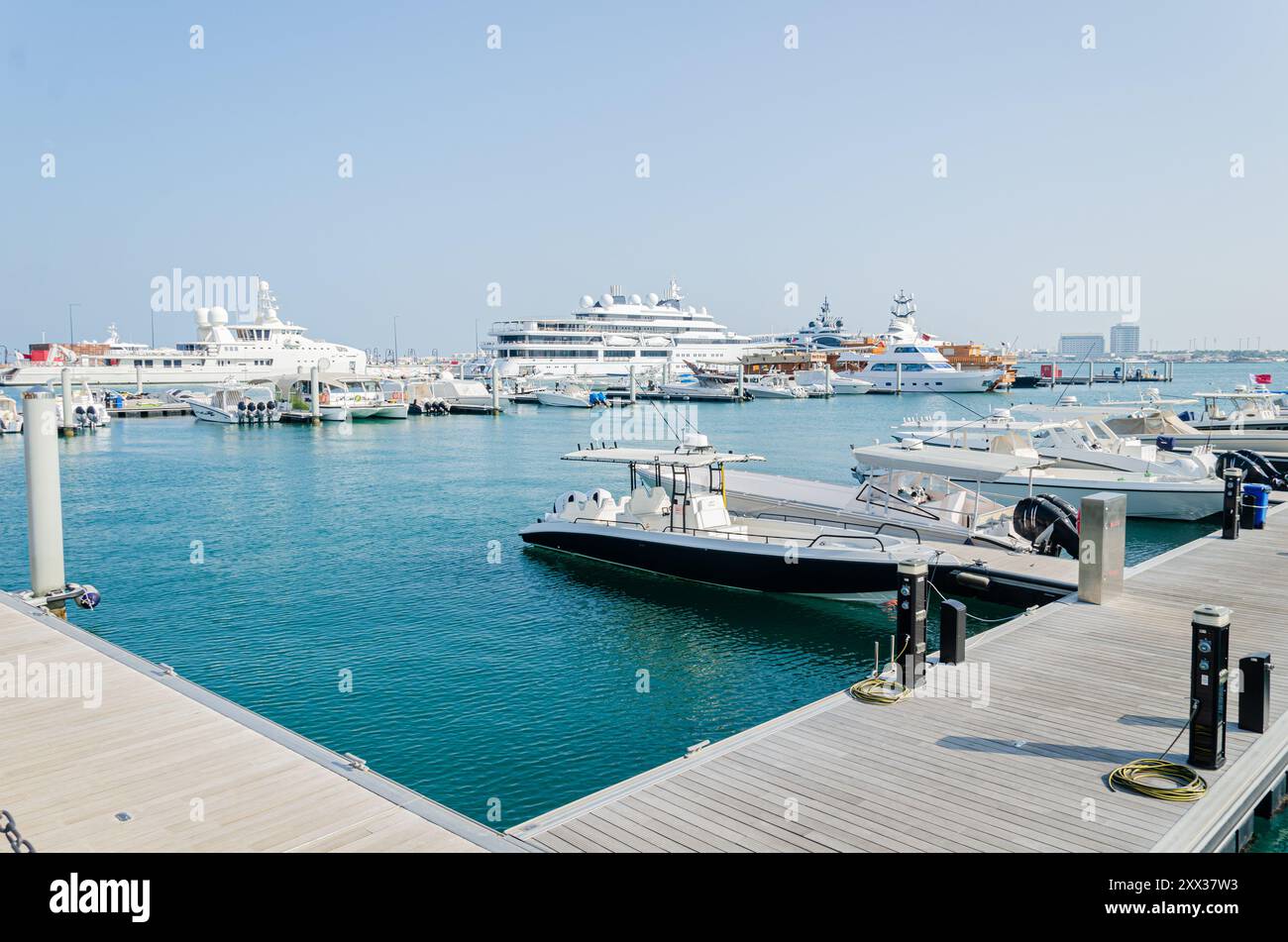 Marine port view with yatch, ships and boats Stock Photo - Alamy