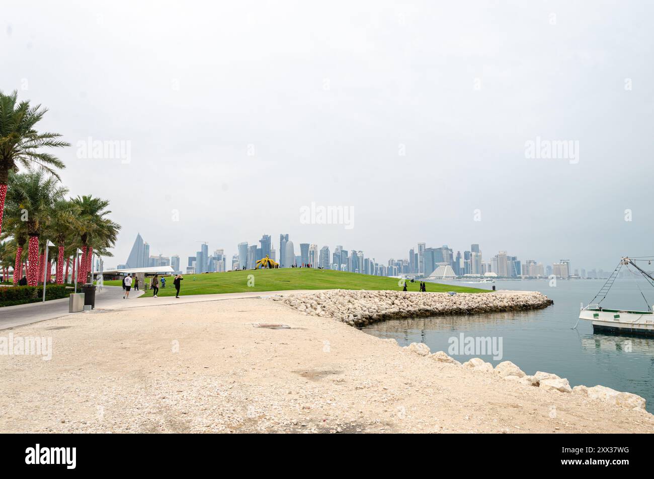 View of Doha Commercial District from MIA Park, Doha, Qatar Stock Photo ...