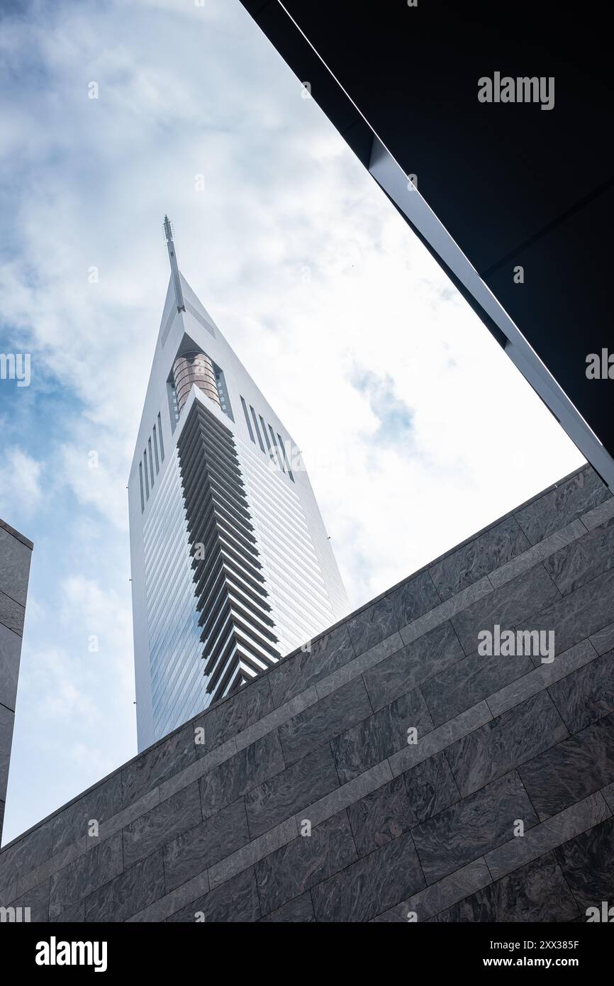 Emirates Office Tower Dubai UAE with blue sky background. Modern ...