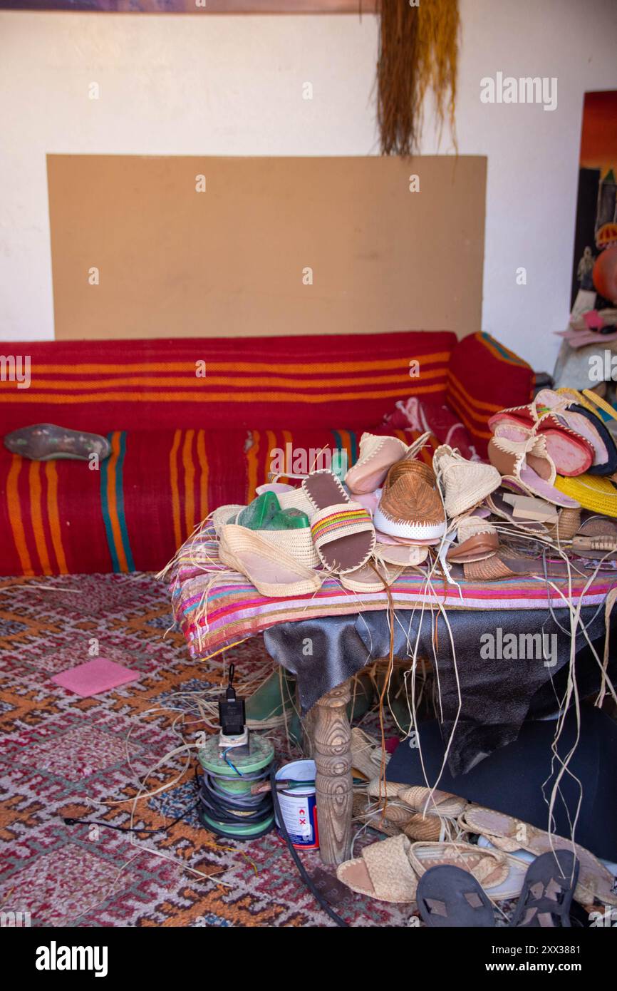 Handcraft manifactury of typical babouceh, moroccan sandals Stock Photo ...