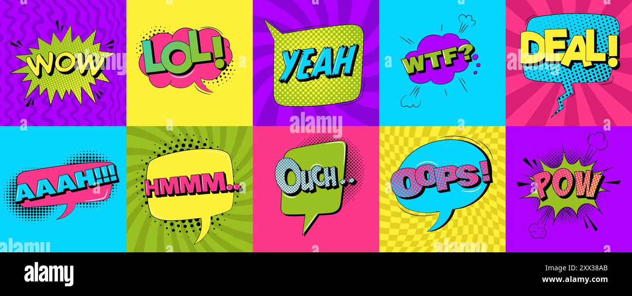 Comic sound effects in trendy pop art style Stock Vector Image & Art ...