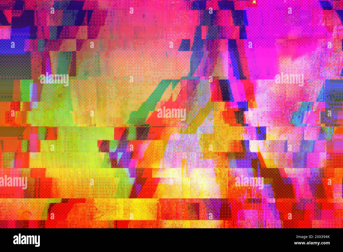 Abstract orange, pink, yellow motion glitch art background, 8 Bit Pixel ...