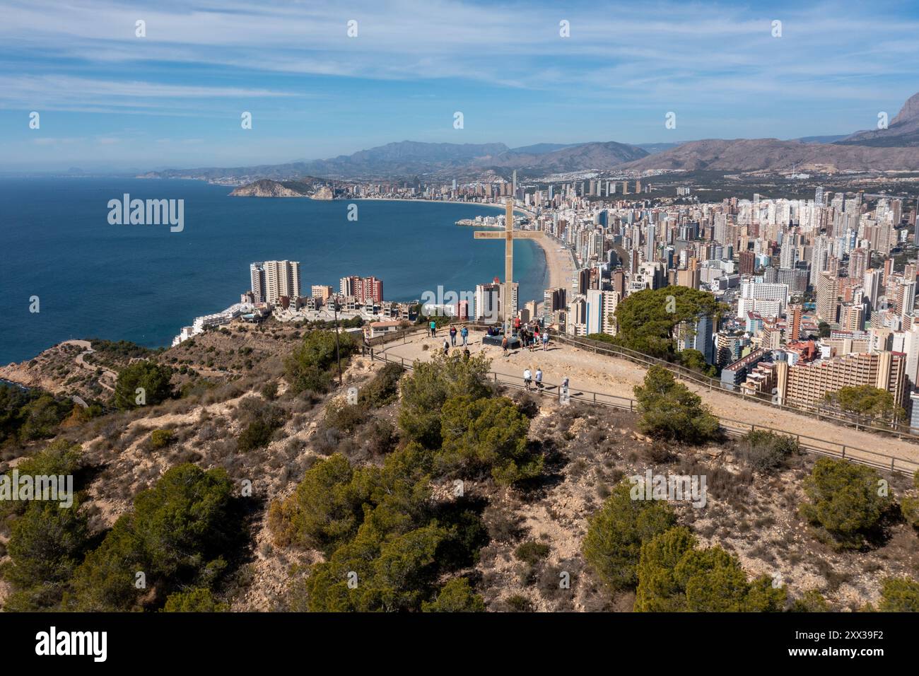 Aerial drone photo of the town of Benidorm in Spain showing the whole ...