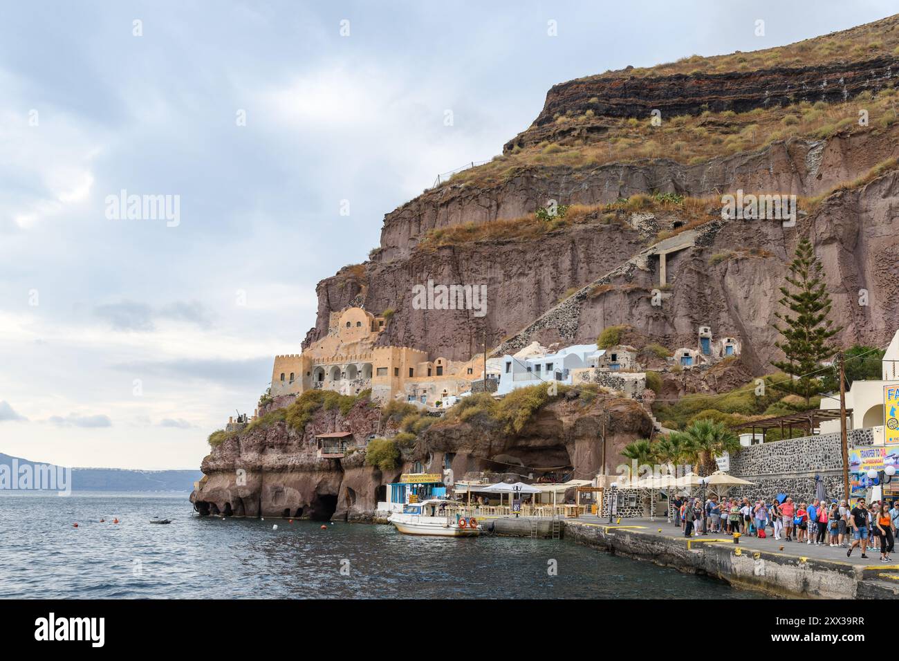 Santorini, Greece - October 8, 2019: Cliffside view of Santorini’s ...