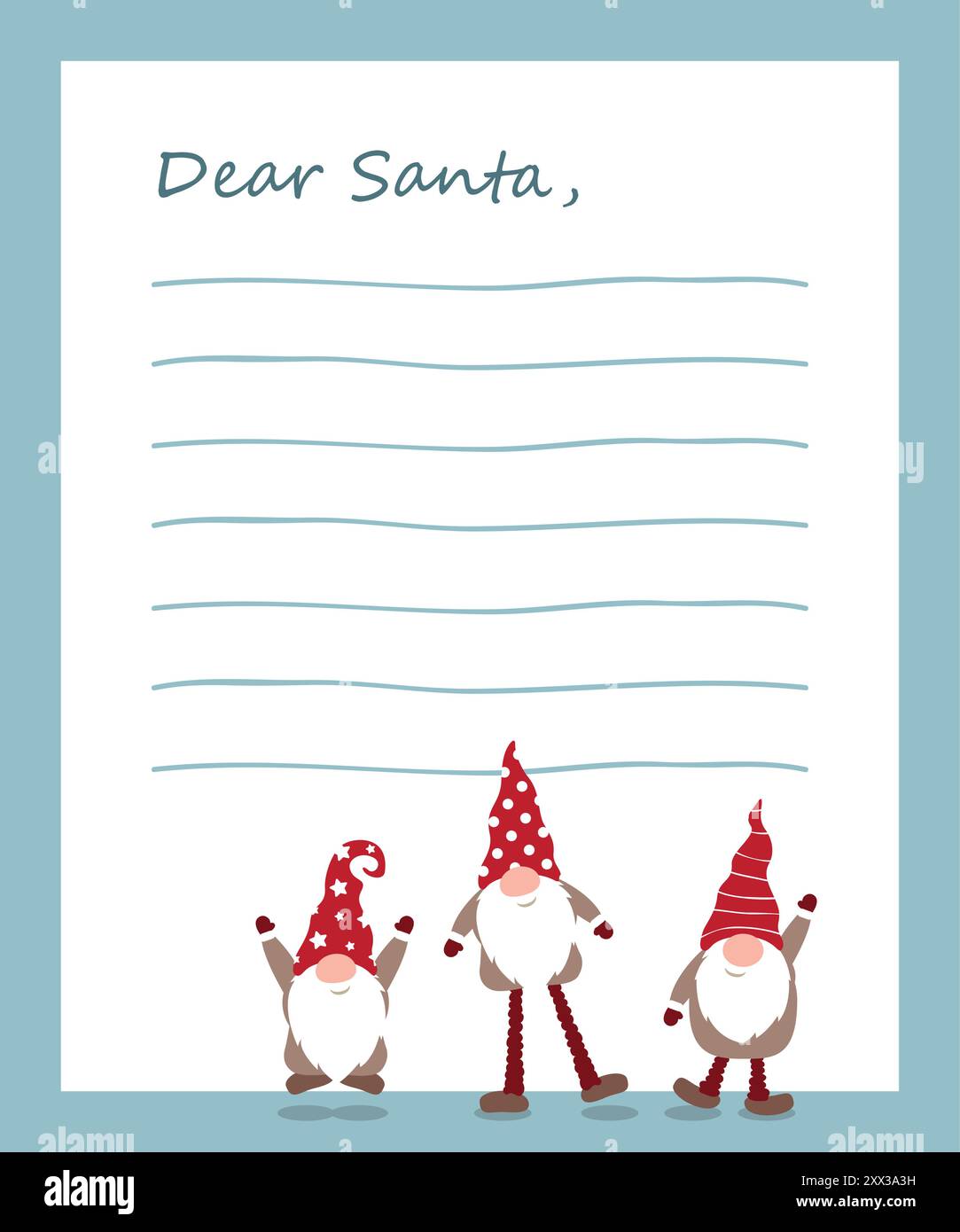 christmas wish list letter to santa claus for kids vector illustration ...
