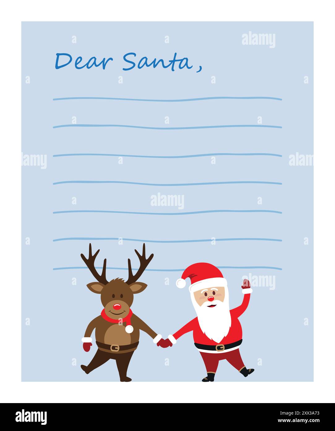 christmas wish list letter to santa claus for kids vector illustration ...