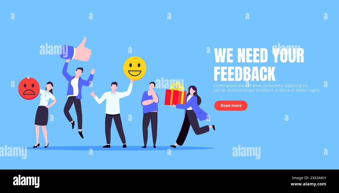 Employee feedback work satisfaction survey business concept flat vector ...