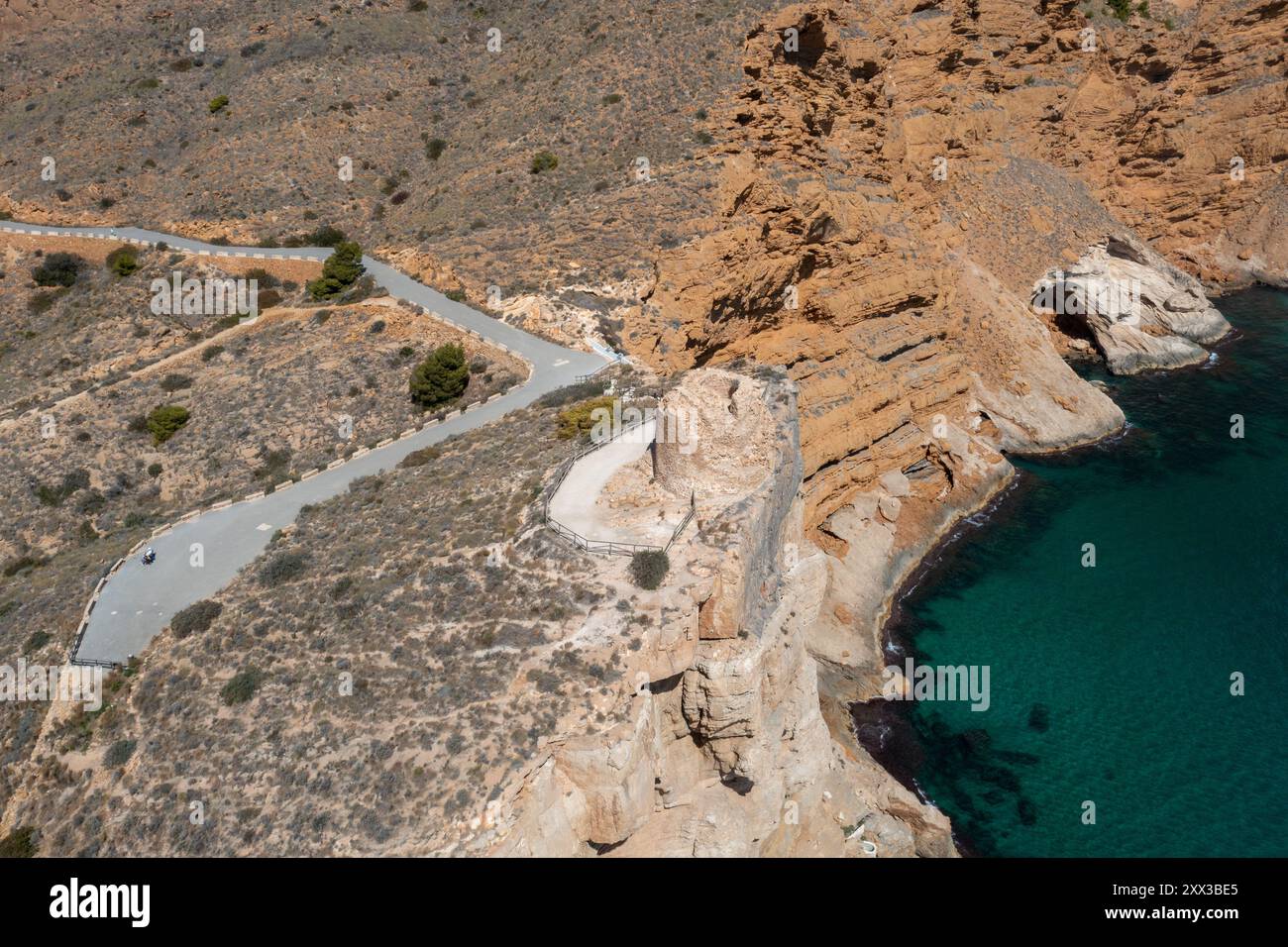 Aerial drone photo of an old rundown ruins of an old fort lookout in ...