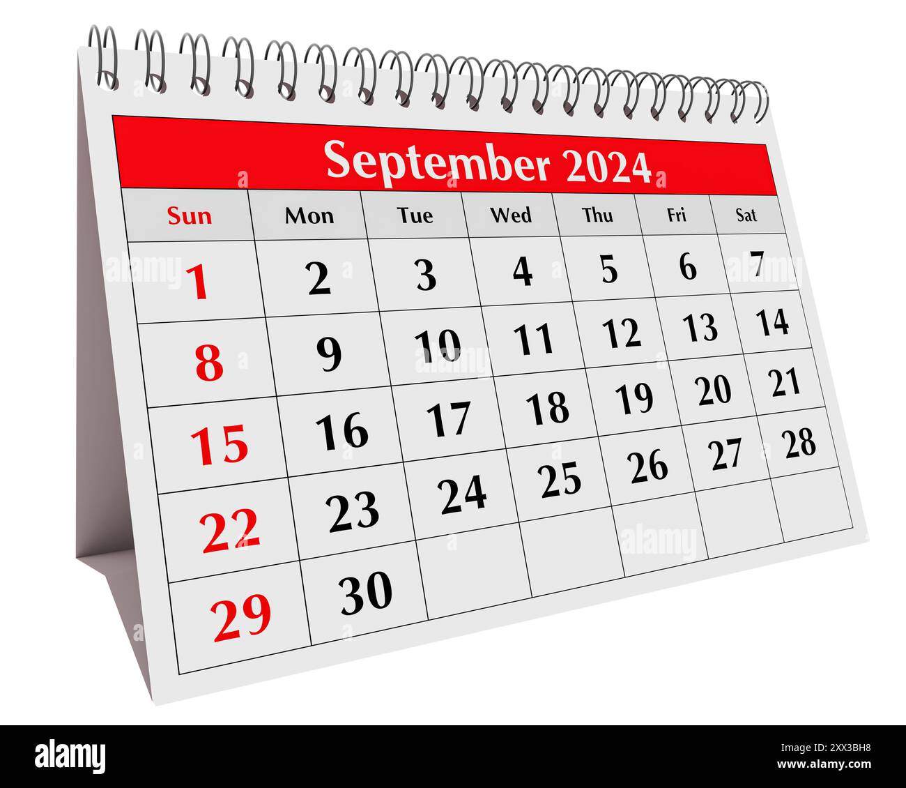 September 2024 calendar. Page of the annual business desk month ...