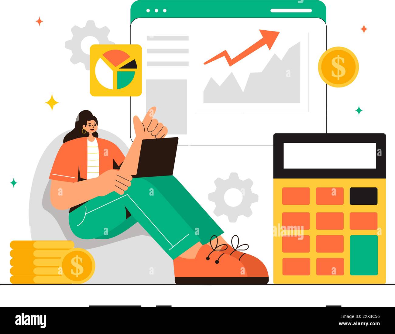 GDP or Gross Domestic Product Vector Illustration with Economic Growth ...