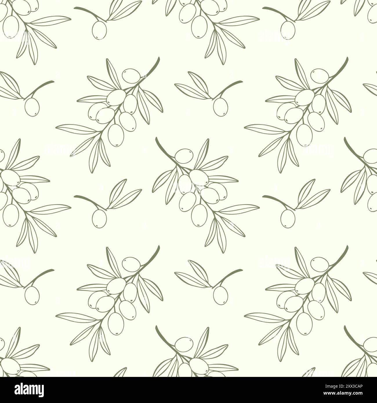 Pattern olives branches on light green background. Design natural ...