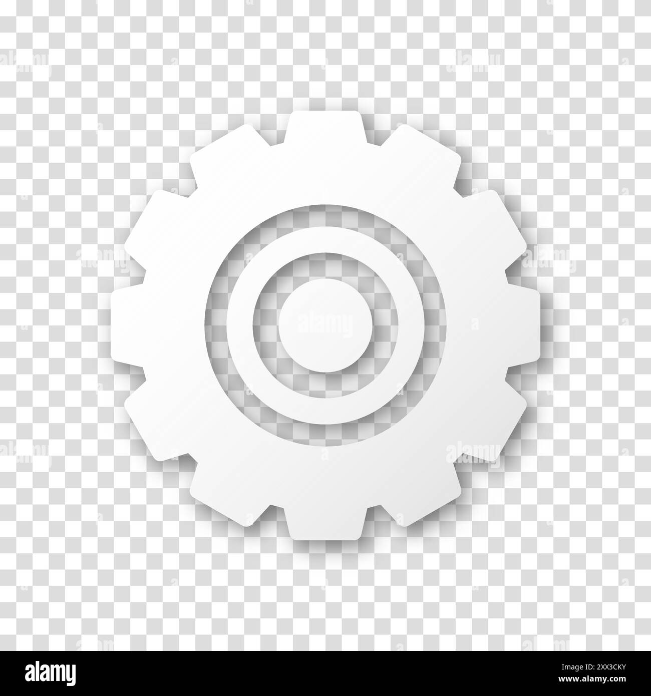 Gear icon, flat design. Machine sprocket gear icon. Realistic vector cogwheel sign symbol on a ...