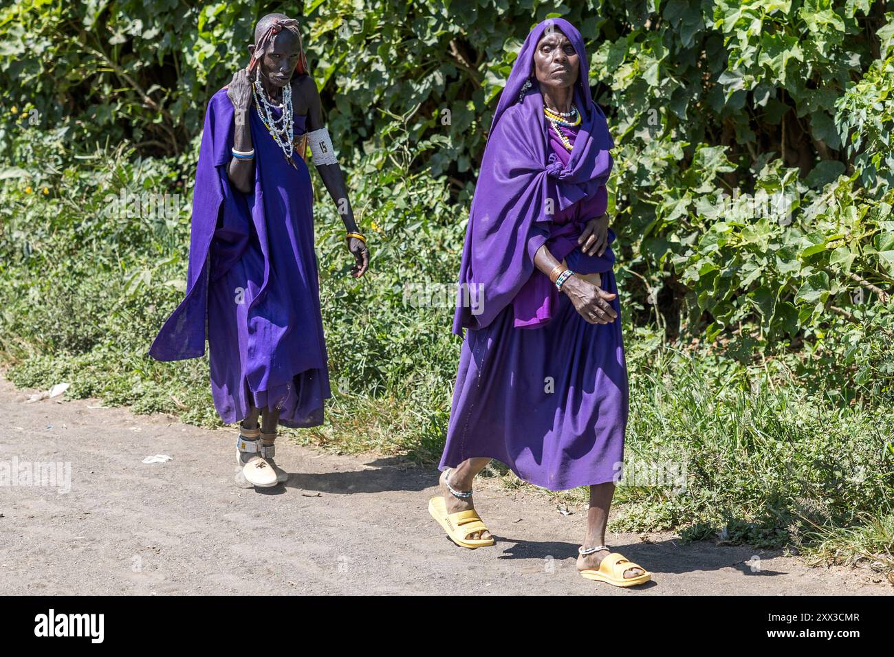 Maasai going to market in local village, Engaruka, Arusha, Tanzania ...