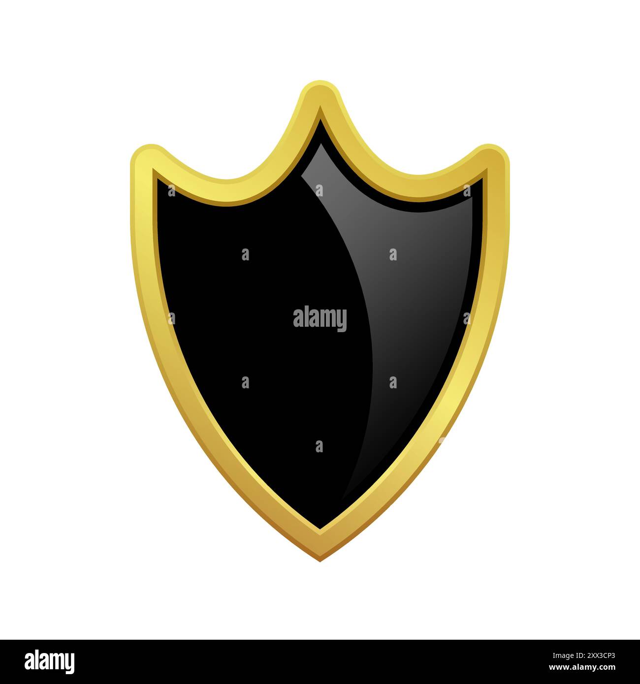 Black shield with glossy bright golden frame. VIP luxury logo design ...