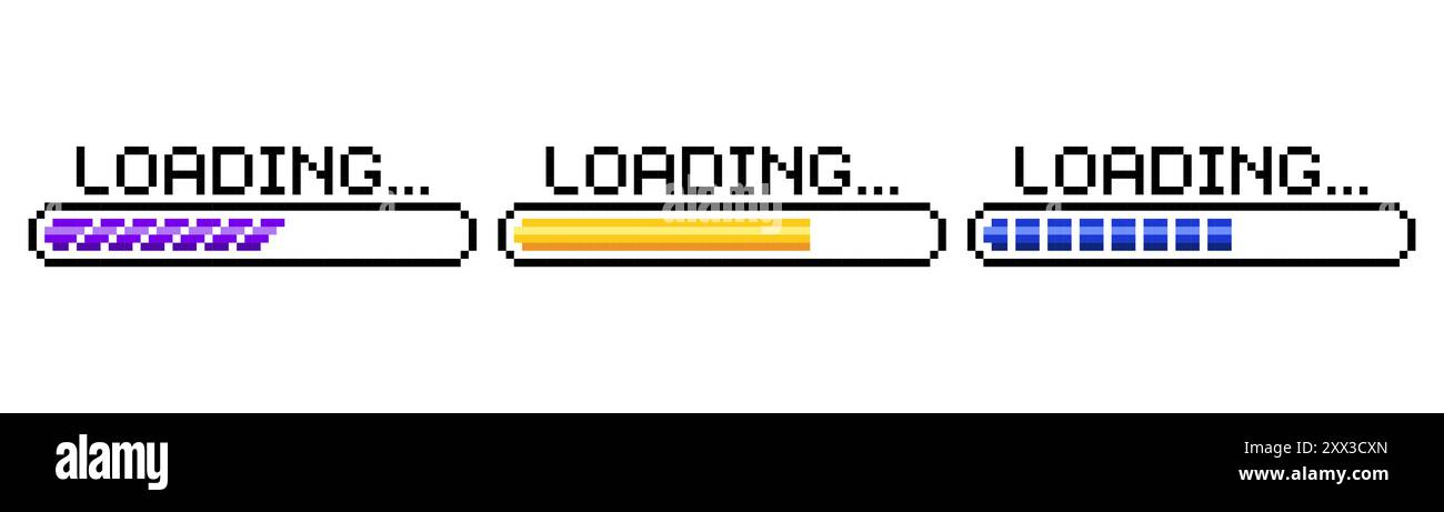 Pixel Art 8 Bit Loading Bar Concept Loading Or Installing Process Stock Vector Image And Art Alamy